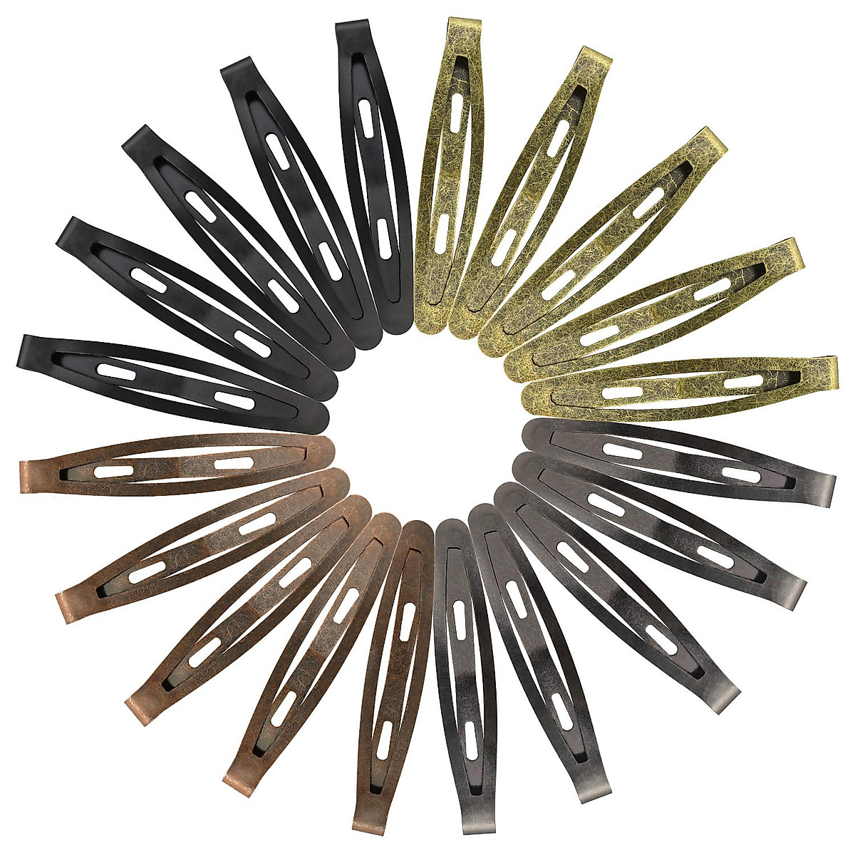 Oval Metal Contour Hair Clips, Funtopia 40 Pcs 2.4" Snap Hair Clips Simple Barrettes Hairpins Long Hair Clips for Women Girls Men (Classic Color)