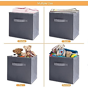 PACHIRA E-Commerce Gray Storage Bins - Collapsible Sturdy Fabric Storage Basket Cube for Organizing Shelf Nursery Home Closet, 6 Pack, (Grey)