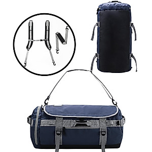 MIER Large Duffel Backpack Sports Gym Bag with Shoe Compartment, Heavy Duty and Water Resistant, Navy Blue, 60L