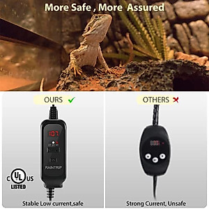 Raintrip Reptile Thermostat,Reptile Heating Pad,16W,Suitable 30-40Gal Terrarium,Temperature Controller for Turtle/Snake/Lizard/Frog/Spider/Plant Box