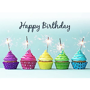 CEO Cards - Birthday Greeting Cards (Cupcake Sparklers), 5x7 Inches, 25 Cards & 26 White Envelopes (B1605)