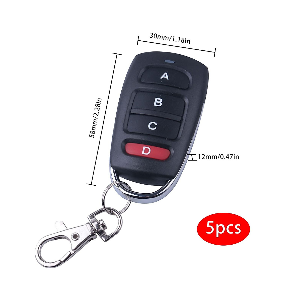 5 Packs Cloning Remote Control Keychain, Universal 433 MHZ Replacement Garage Door Electric Gate, Duplicates Original Remote Controls for Vehicle Central Locking Systems, Electronic Garage Doors