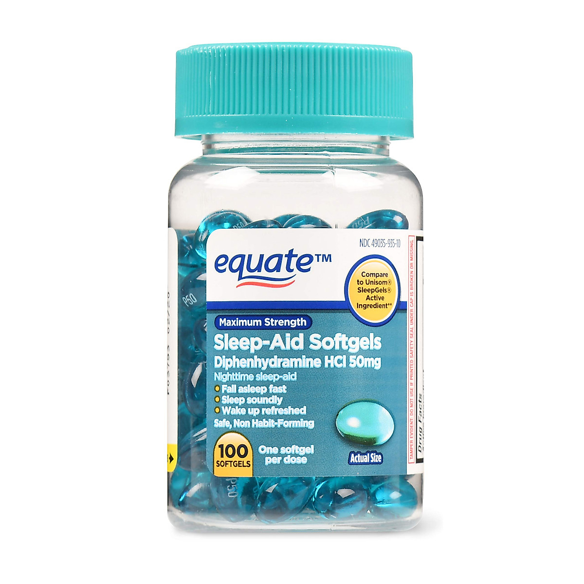 Equate Maximum Strength Sleep-Aid Softgels, 50 mg, 100 Count