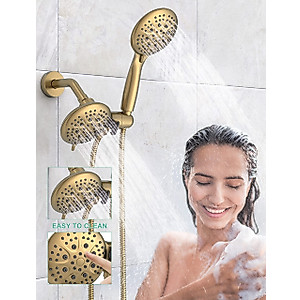 SR SUN RISE Magnetic Shower Faucet Set 8-Spray 2-in-1 Dual Shower Head with Handheld Combo Single-Handle Faucet with Valve and Trim Kit, Brushed Nickel