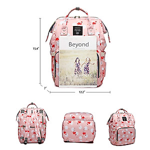 Starte Diaper Bag for Mom/Dad,Flamingo Bag for Women Waterproof Travel Backpack,Spacious Tote Shoulder Bag Organizer,Pink
