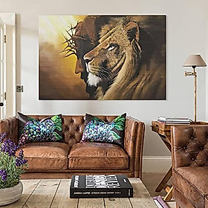 AIDEMEI Canvas Wall Art Abstract Decor The Lion Of Judah Jesus Christ for Living Room Artwork Contemporary Pictures Modern Landscape Office Decoration Unframe-style 20x30inch(50x75cm)
