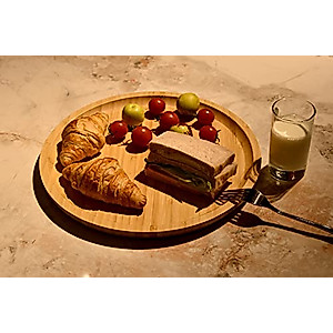 Party Trays for Serving Food, Bamboo Platter, Breakfast Dinner Trays Coffee Bread Serving Tray, Fruit Platters for Wedding Party Home Hotel Restaurant (11.8 Inch, Round)