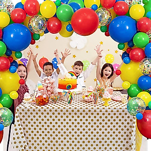 81 Pieces Color Building Block Party Decoration Set Building Block Balloon Arch and Background Kit Child Building Block Balloon Garland Photo Props