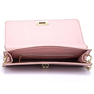 Olivia Miller Women's Fashion Cameron PU Faux Leather Quilted Textured w Front Flap, Pink Crossbody Bag Everyday Small Casual Evening Purse Handbag