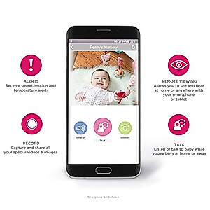 Project Nursery Smart Wi-Fi Baby Monitor, Alexa and Google Assistant Enabled with WiFi, Plays Lullabies, Sound and Motion Alerts, Two-Way Communication, Night Vision