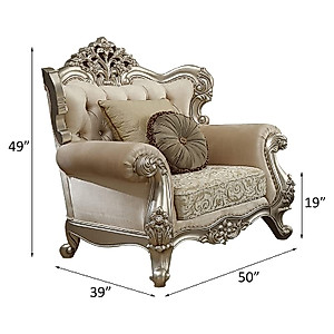 Acme Bently Upholstered Wingback Chair in Champagne and Beige Fabric