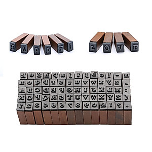 Rubber Stamp Letters Alphabets, Dedoot 70 pcs Alphabet Stamps for Pottery Vintage Wooden Number and Letter Symbol Alphabet Mini Stamps for Clay Crafts, Card Making, Kids Painting