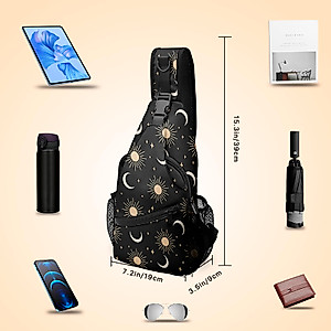 Yamegoun Moon Star Sun Sling Bag Travel Crossbody Backpack Shoulder Pack Hiking chest Daypack for Women Men Waterproof Adjustable Lightweight Outdoor Walking Running Climbing