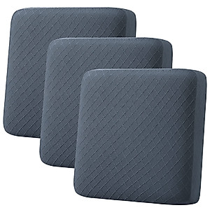 hyha Jacquard Couch Cushion Covers, Magic Sofa Slipcovers Washable, Diamond Lattice, Stretch Covers for 3 Cushion Couch for Sectional Sofa (3 Pieces, Grey)