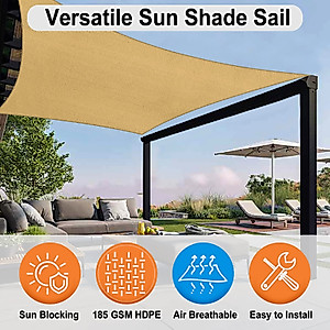 OutdoorLines Rectangle Sun Shade Sails for Patios 10 x 13 ft  Sun UV Blocking Outdoor Canopy, Sunshades for Backyard, Lawn and Garden and All Outdoor Activities, Sand