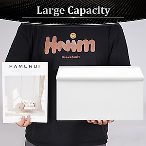 Dalmbox Wall-Mount Mailbox Large Mailbox for Post Rust-Proof Galvanized Steel Box for Outside or Townhouse Horizontal Style, White, 15.7” x 4.3” x 9.4”