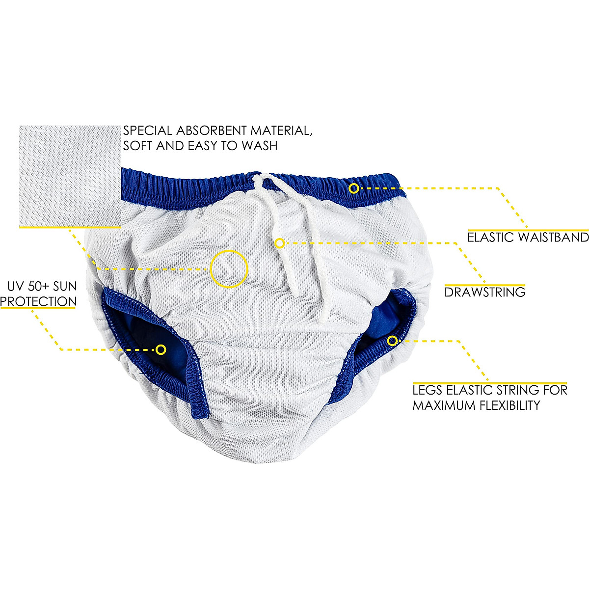 Cressi Baby Infant Soft Reusable Swim Diaper, Blue, Medium (9/12 Months)