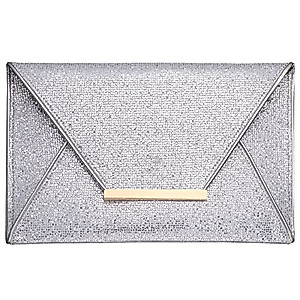 TENDYCOCO Women Evening Clutch Bag Silver Rhinestone Purse Glitter Prom Clutch Purse for Women Ladies