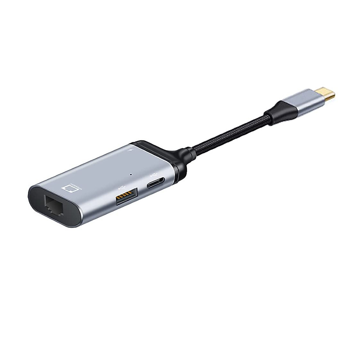 chenyang USB C HUB,USB C to RJ45/USB A/C Data/PD 65W Fast Charging 4 in 1 Multiport Adapter Support Network/Data/Charging Working at The Same time