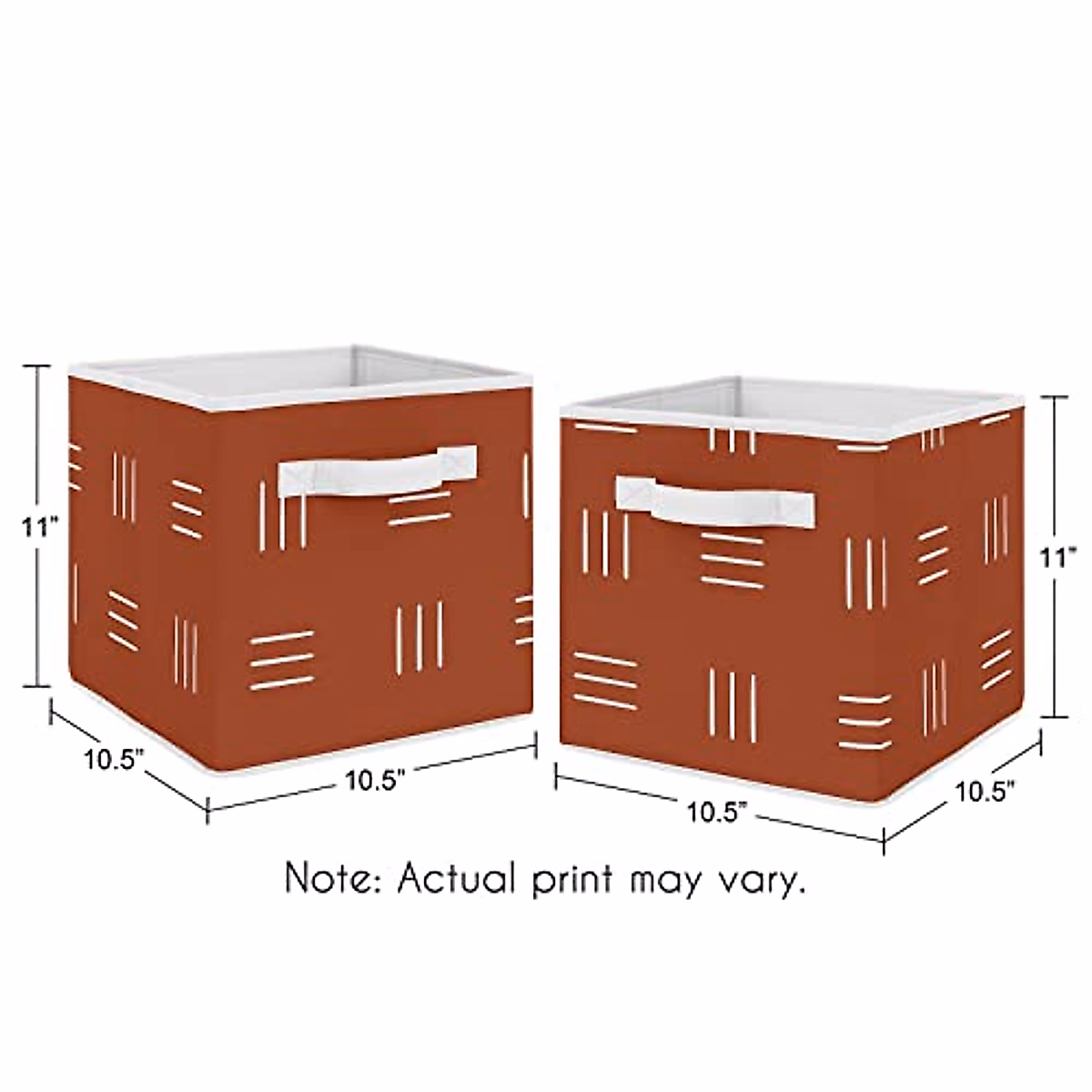 Sweet Jojo Designs Rust White Boho Mudcloth Foldable Fabric Storage Cube Bins Boxes Organizer Toys Kids Baby Childrens Set of 2 Orange Bohemian Woodland Tribal Southwest Mud Cloth Hatch Triple Line