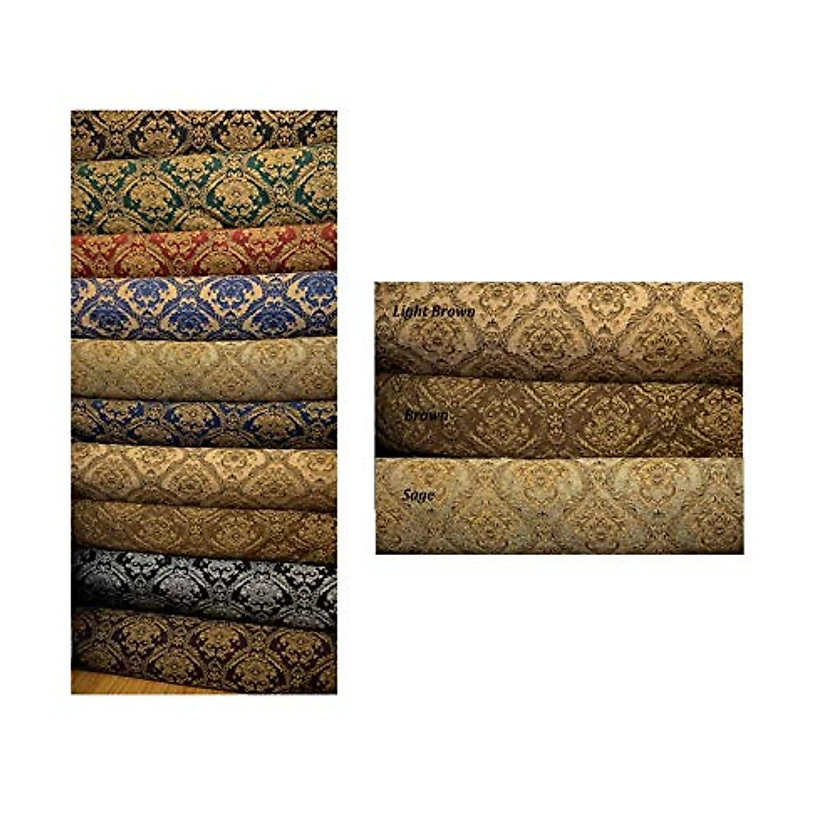 Damask Tapestry Chenille Fabric - Upholstery Fabric, L.Gold - 60" Width - Sold BTY