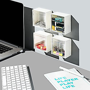 curfair Storage Box Storage Container Convenient Wall Mounted Clamshell Design Plastic Cotton Swab Storage Holder for Office Storage Case Easy to Install Household Supplies-White