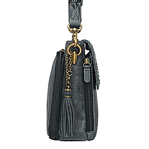 Gun Tote'n Mamas womens Tote'n (Grey) Distressed Buffalo Leather Crossbody Organizer Purse by Gun Tote n Mamas, Grey, Medium US