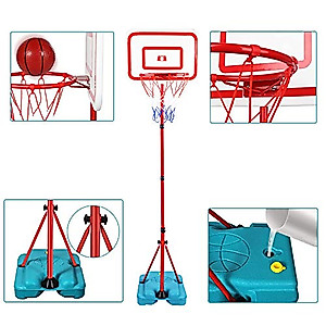 E EAKSON Kids Basketball Hoop Stand Adjustable Height 2.9 ft -6.2 ft Indoor Basketball Hoop Outdoor Toys Outside Backyard Games Mini Hoop Basketball Goal Gifts for Boys Girls Toddler Age 3 4 5 6 7 8