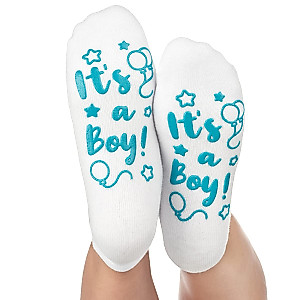 Haute Soirée Labor and Delivery Socks - Funny Push Gift for New Mom to Be (It's A Boy) One Size
