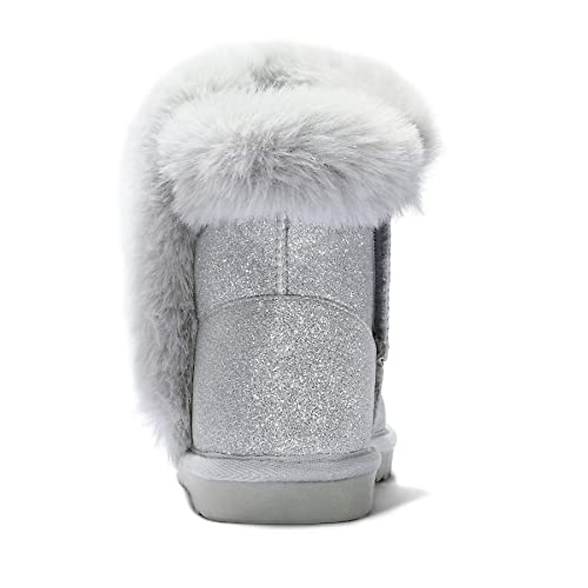 K KomForme Girls Snow Boots Warm Fur Lined Glitter Strap Winter Shoes Lightweight with Hook-and-loop(Toddler/Little Kids/Big Kids)