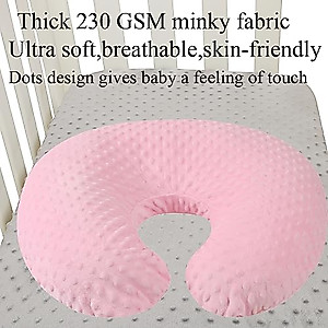 Minky Nursing Pillow Cover Set 2 Pack Nursing Pillow Slipcovers, Ultra Soft Compatible with Boppy Pillow,Standard Pillow for Baby Boy Girl White and Pink