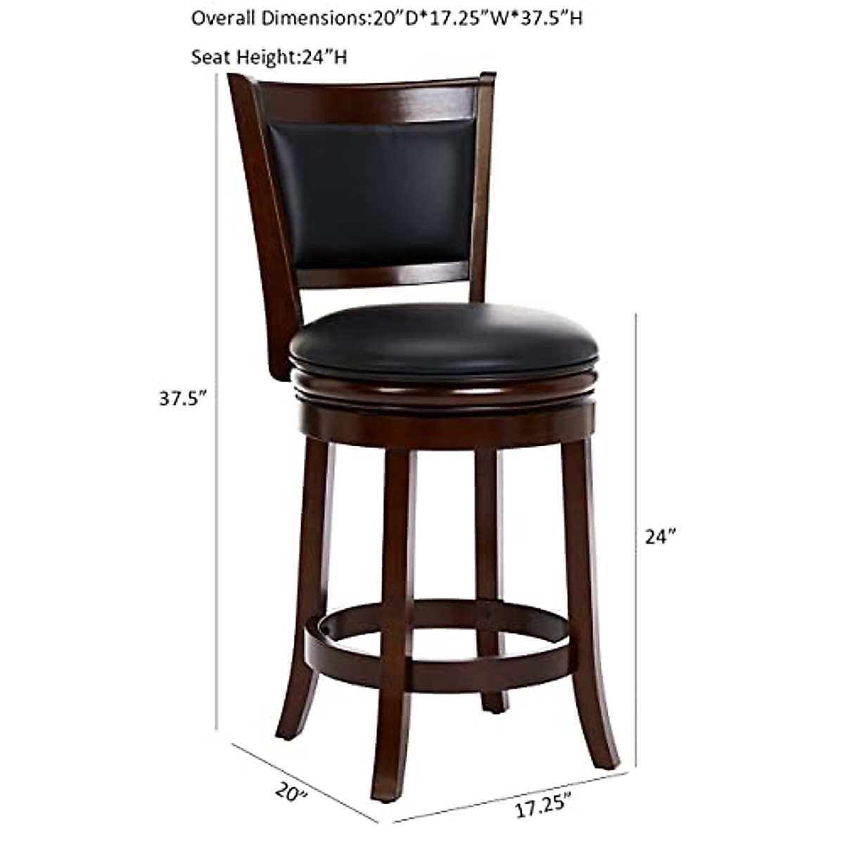 Ball & Cast Swivel Counter Height Barstool 24 Inch Seat Height Cappuccino Set of 2