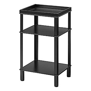 ZEXVIDA Side Table for Small Spaces,3 Tier End Table with Storage Shelf, Small Narrow Thin End Table Bedside Table,Nightstand for Hallway,Living Room, Bedroom, Office,Black