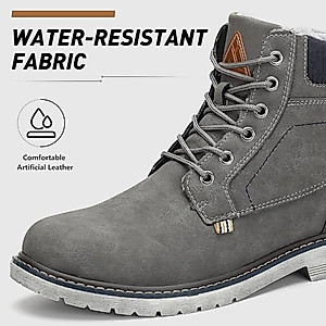 Mishansha Winter Boots for Men Women Waterproof Snow Boots Warm Lined Non Slip Hiking Boot Misty Grey 11.5 Women/10 Men