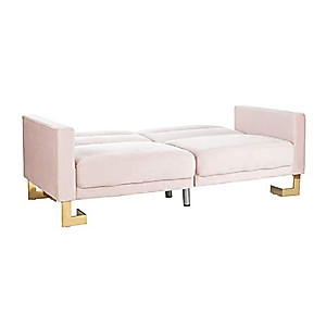 Safavieh Home Tribeca Glam Blush Velvet and Brass Foldable Sofa Bed