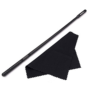 2 Set Plastic Flute Cleaning Rod Stick Wand with Wipping Cloth Recorder Cleaning Rod Flute Accessories Care Tool Kits, Black