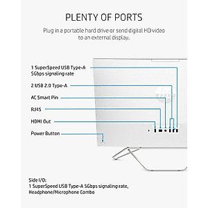 HP All-in-One Desktop Computer, 27" Touchscreen FHD, Octa-Core AMD Ryzen 7 5700U (Beat i7-1165G7), 64GB DDR4 RAM, 4TB SSD, WiFi, Bluetooth, KB & Mouse, Windows 11 Pro, BROAG 64GB Flash Stylus