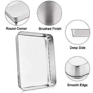 P&P CHEF Deep Baking Pan Set of 3 (12.3” & 10.4” & 9.3 Stainless Steel Baking Sheet Lasagna Rectangle Cake Pan for Oven Dishwasher Use, Non-Toxic & Heavy Duty & Easy Clean