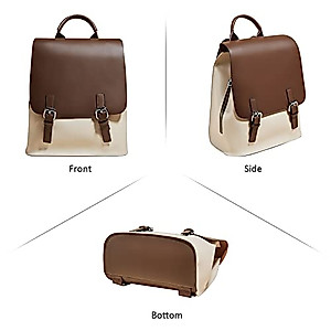 LAORENTOU Cowhide Leather Backpacks for Women Small Backpack Purse Convertable Straps Daypack Valentines Day (02 White, One Size)