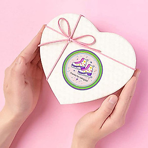 Thank You for Rolling by Stickers Labels, 2 inch Circle Roller Skate Birthday Favor Thank You Stickers for Envelope Seals Goodie Bags Ice Skating Party Favors Labels, Party Sticker for Kids (120 Pcs)