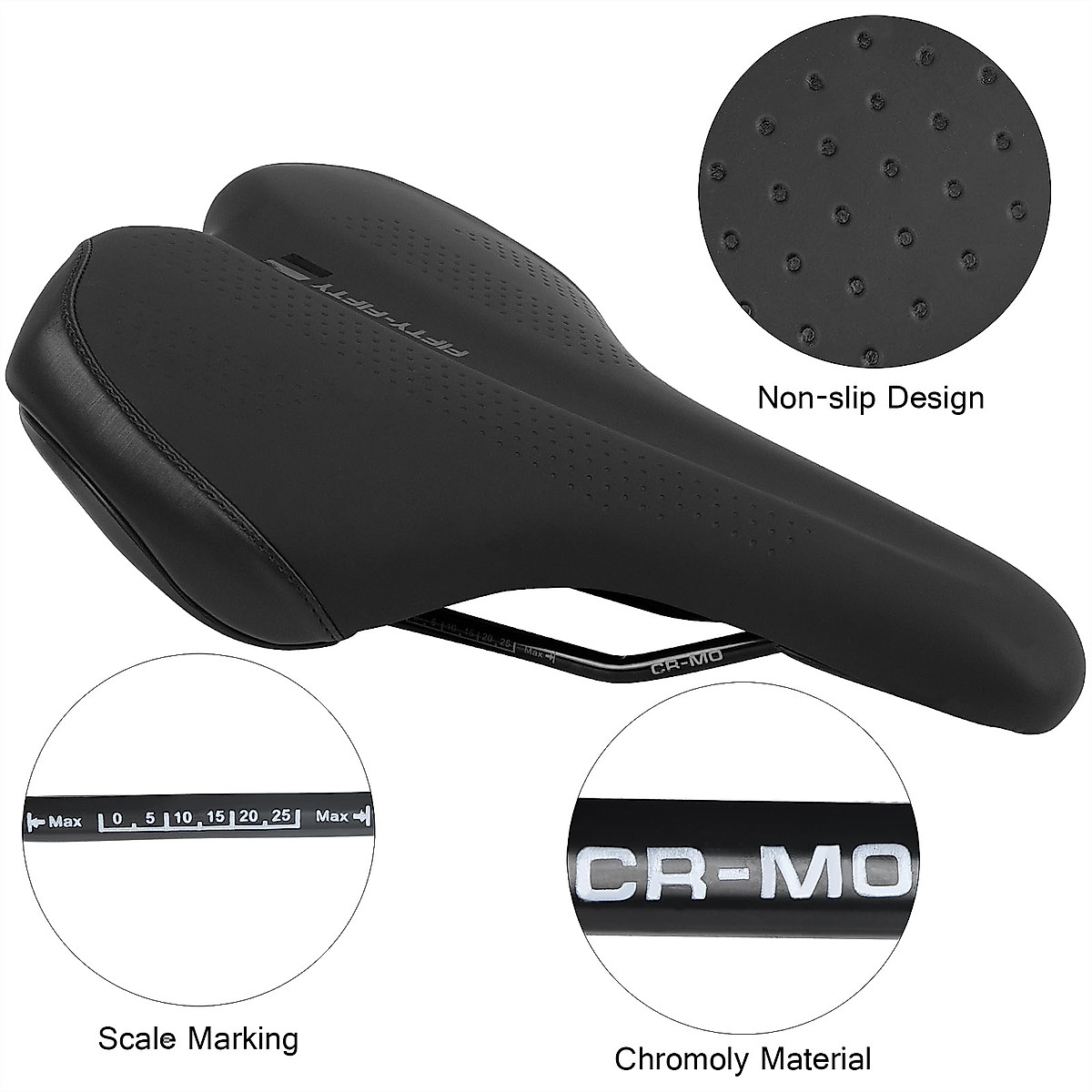 FIFTY-FIFTY Mountain Bike Saddle, Comfortable Memory Foam Bicycle Seat, Soft Waterproof Bicycle Seat for Men and Women, Compatible with MTB, Road Bike
