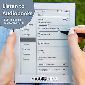MobiScribe Wave - Black & White | 7.8" 64GB Waterproof E-Book Reader for Reading, Writing & Sketching | Glare-Free Paper-Like Display | Bluetooth Enabled | Includes Stylus only | No Cover
