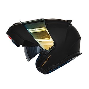 HAX Amatista Modular Flip-Up Dual Visor Motorcycle Helmet - DOT/ECE Approved, Lightweight, Comfortable, and Stylish Helmet for Men and Women (Matte Black M)