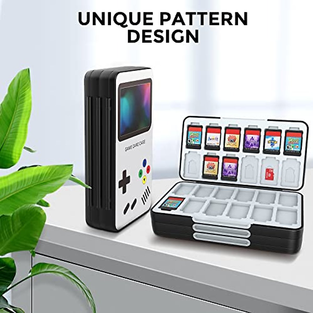 HEIYING Switch Game Card Case for Nintendo Switch / OLED / Lite,Customized Pattern Portable Travel Carry Case with 72 Game Card Slots and 24 Micro SD Cards Slots