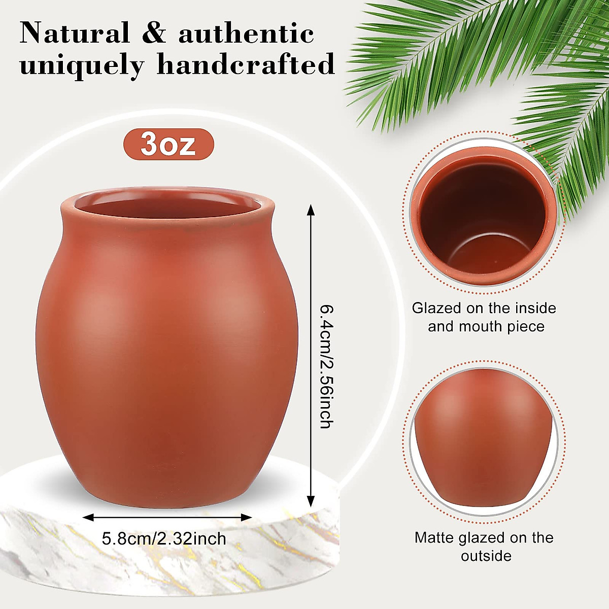 Nuogo Set of 24 (3oz) Cantaritos de Barro Mexicanos Mini Cantaritos Shooters Pottery Cocktail Glasses for Tequila, Margaritas, Mojitos, Mexican Jarritos de Barro Mexicanos, Taco Tuesday Cocktail Cups