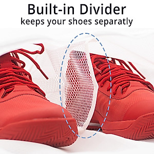 2Pcs Large Shoes Laundry Bags for Washing Machine, Fits Sneaker up to Size 14, Double Layer Mesh 16x14x3 inch Wash Bag with Built-in Divider