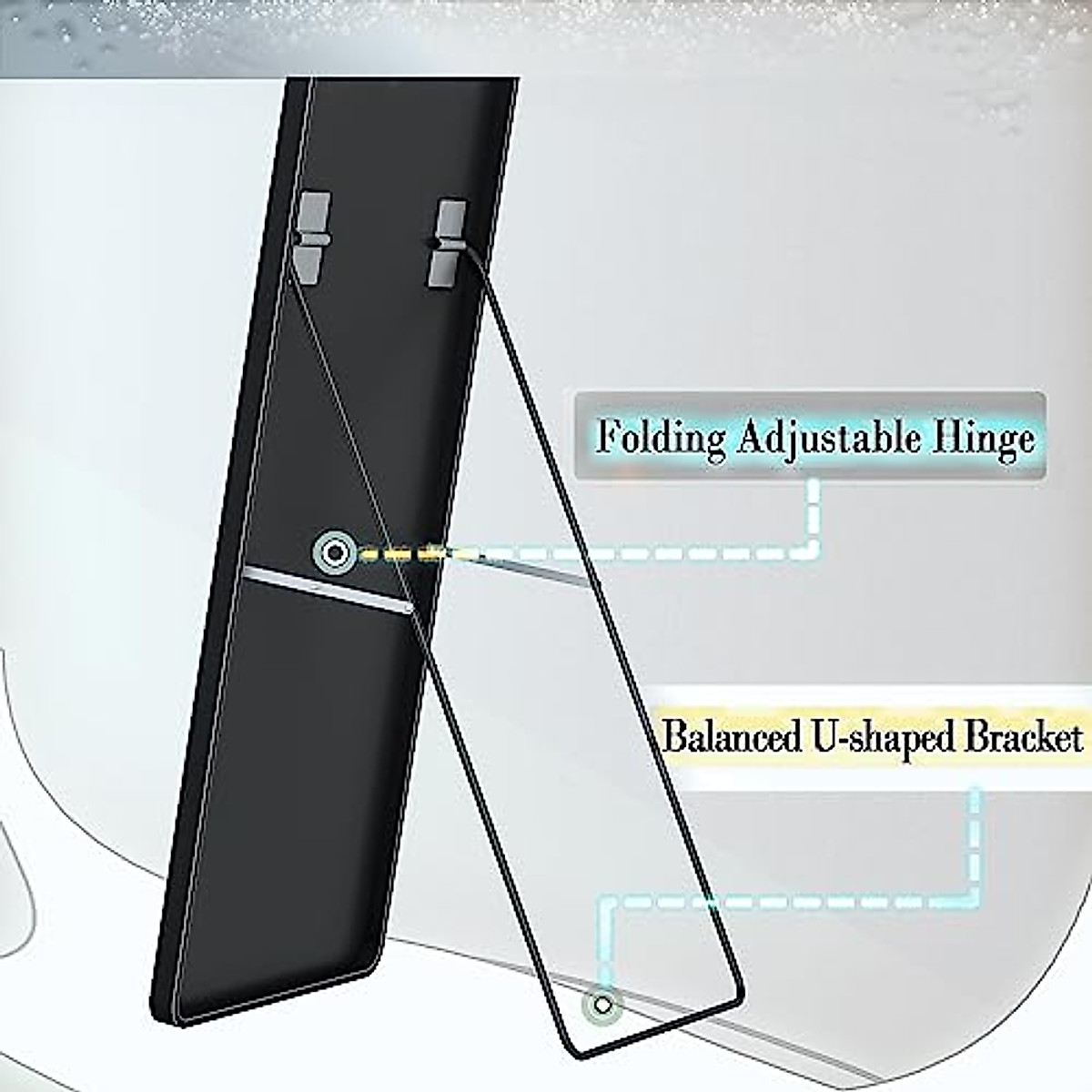 SUPPNEED 59"x15.7" Arched Full Length Mirror, Large Arched Mirror Floor Mirror with Stand, Bedroom Mirror, Modern Arched Shape Wall Mounted, Hanging or Standing, Gold