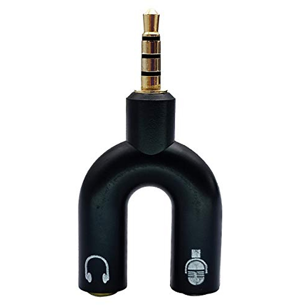 AAOTOKK 3.5mm Headphone Y Splitter Adapter Gold Plated 4 Pole 3.5mm Male to 3.5MM Headphone+Microphone (MIC) Female Plugs Audio Stereo Converter(2-Pack)