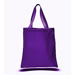 (12 Pack) 1 Dozen - Heavy Cotton Canvas Tote Bags (Purple)