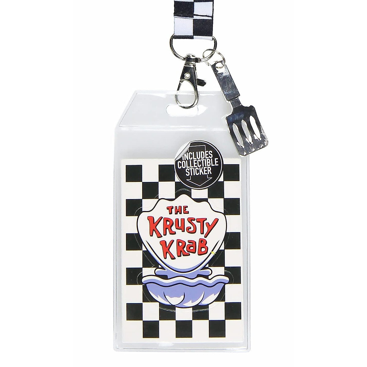Spongebob Squarepants The Krusty Krab Lanyard Breakaway ID Badge Holder with Metal Charm and Collectible Sticker